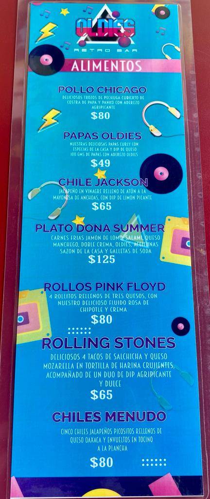 Menu at OLDIES pub & bar, Guadalajara