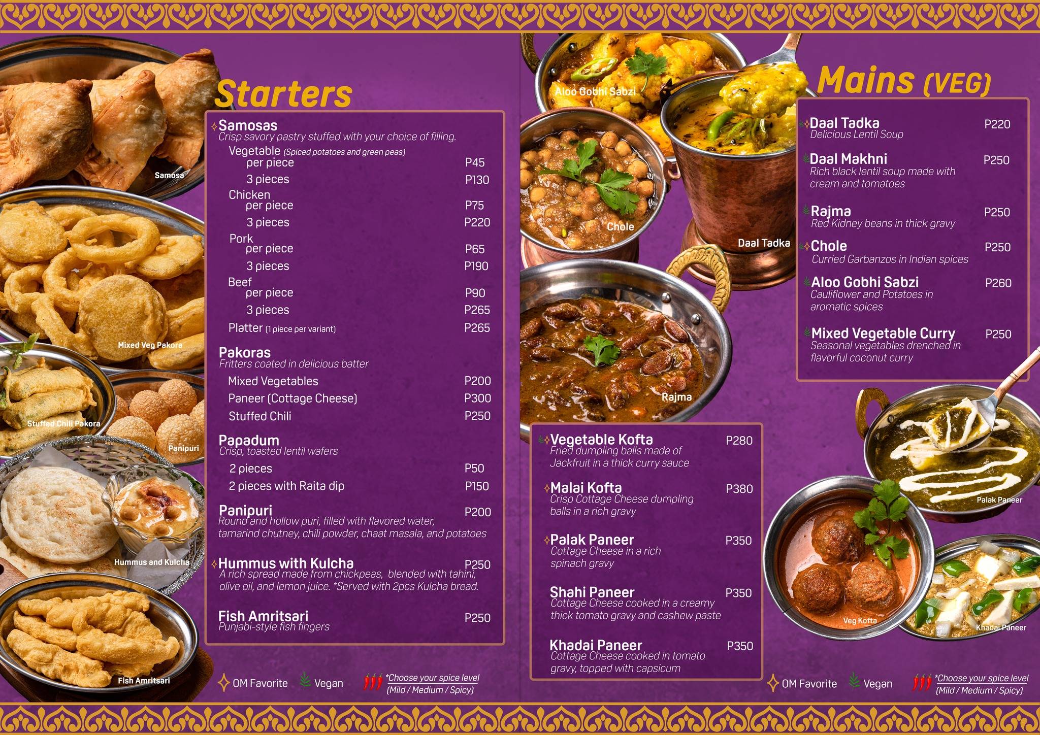 Menu at OM Indian Kitchen restaurant, Pasig, Grove Retail Row