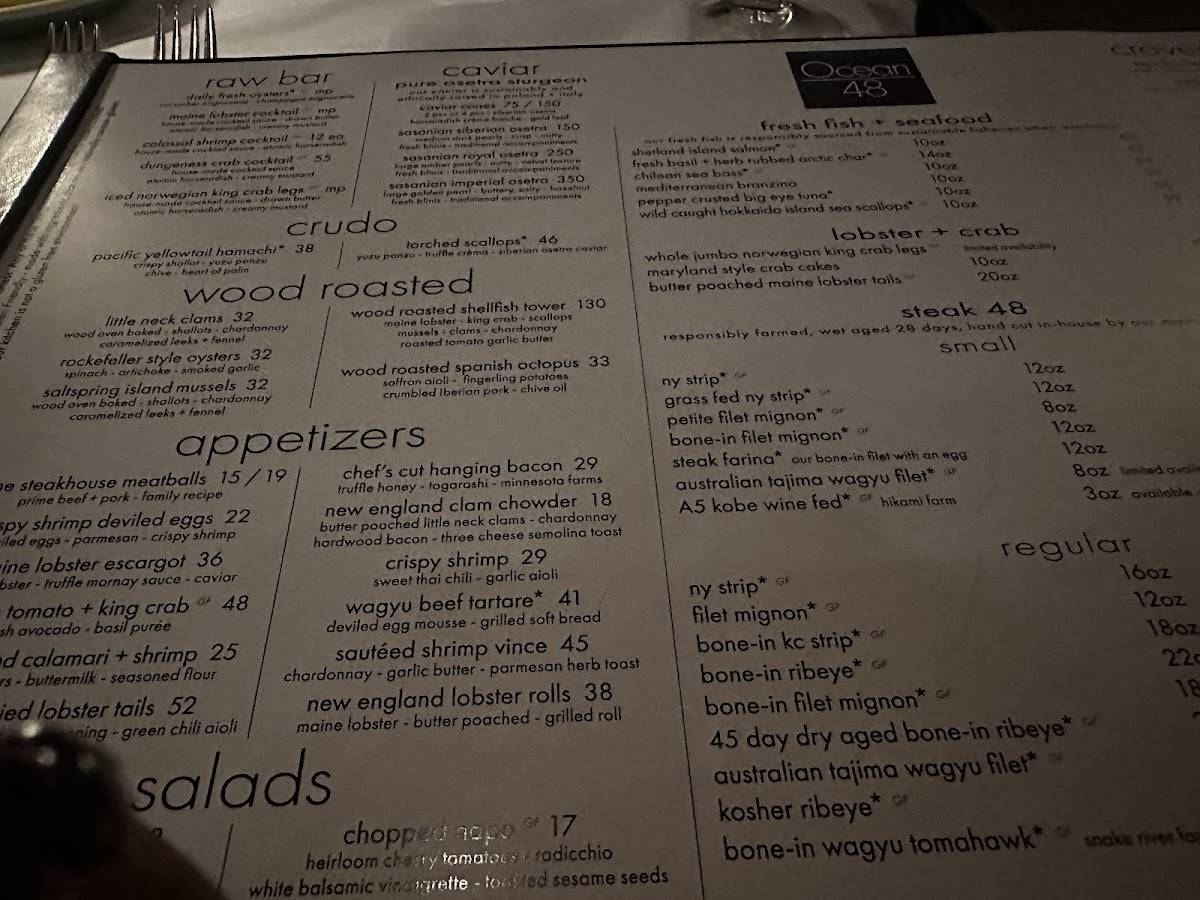 Menu at Ocean 48 pub & bar, Newport Beach