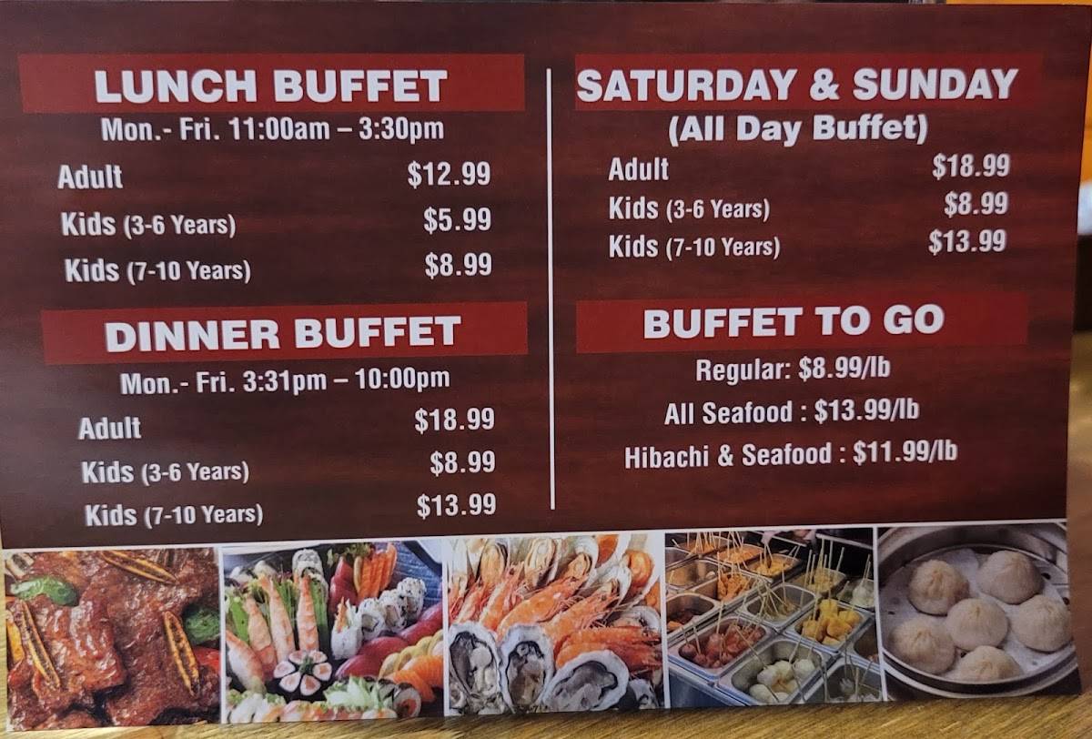 Menu at Ocean Super Buffet restaurant, Woodlyn