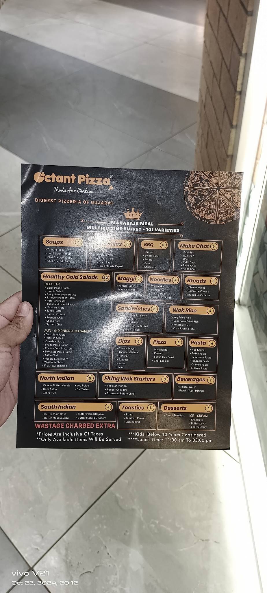 Menu at Octant Pizza, Ahmedabad, 3rd Floor
