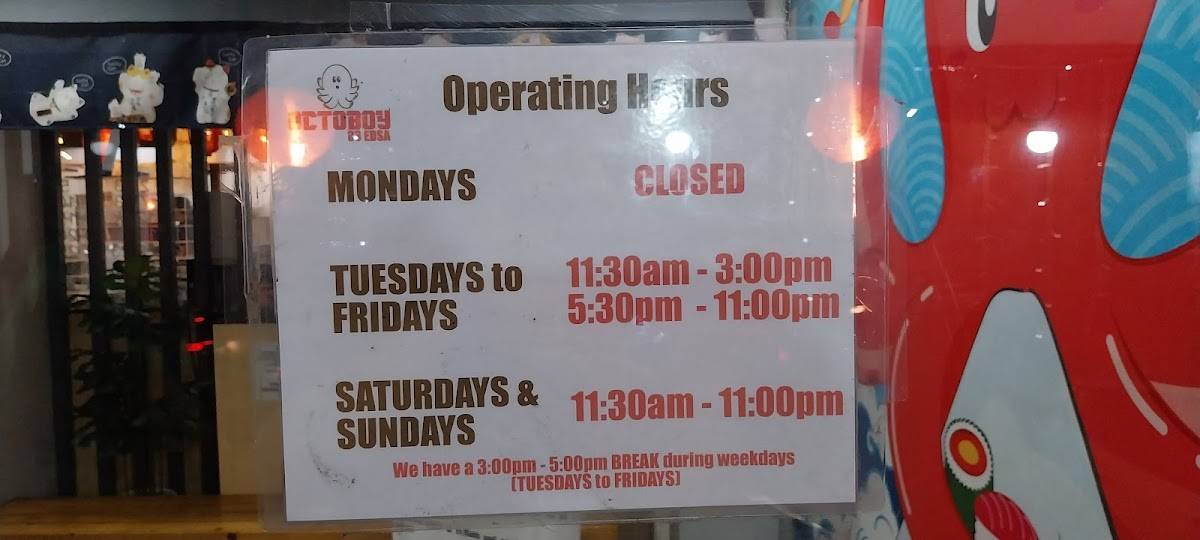 Menu at Octoboy 33 Edsa restaurant, Mandaluyong