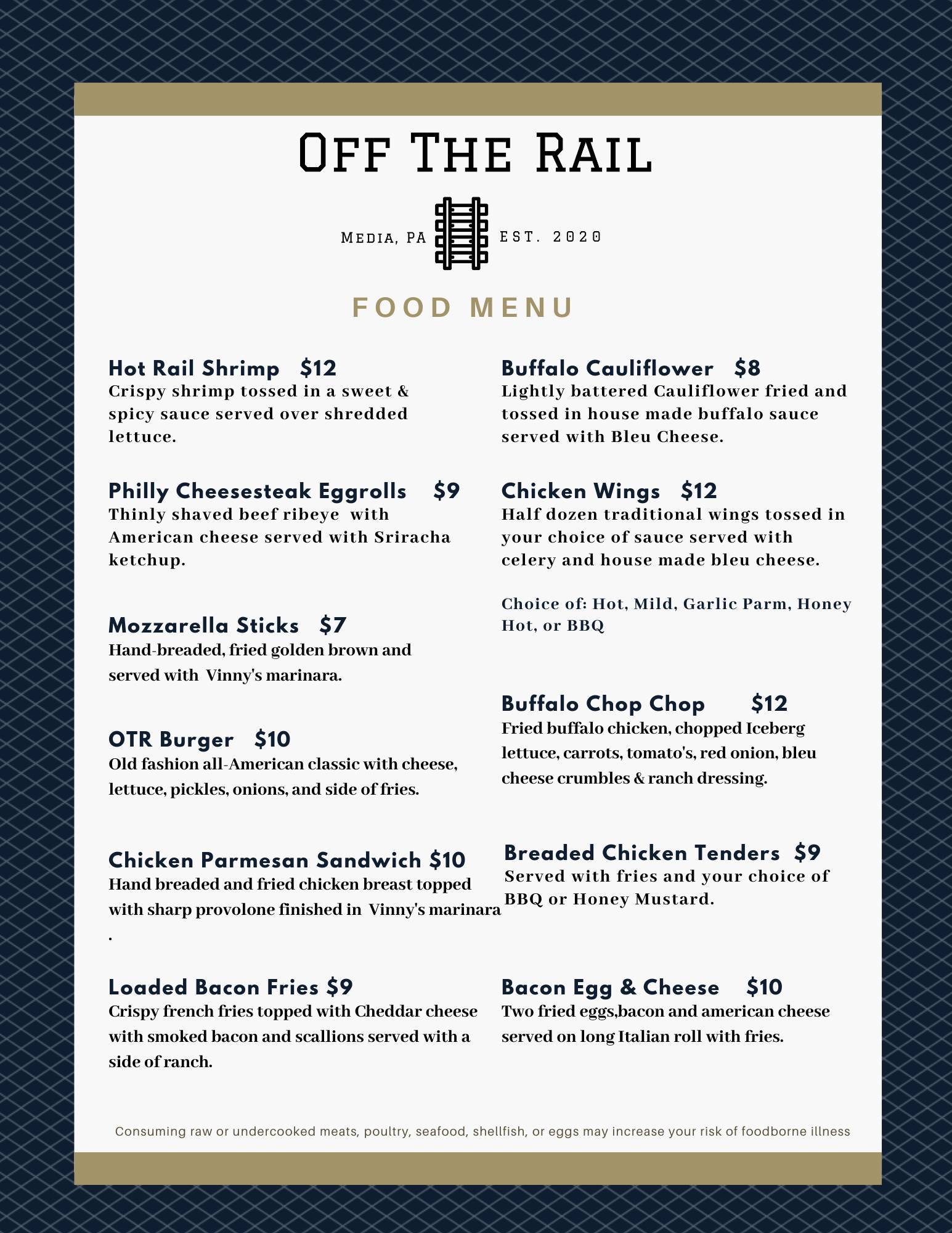 Carta del pub y bar Off the Rail - Media, Media