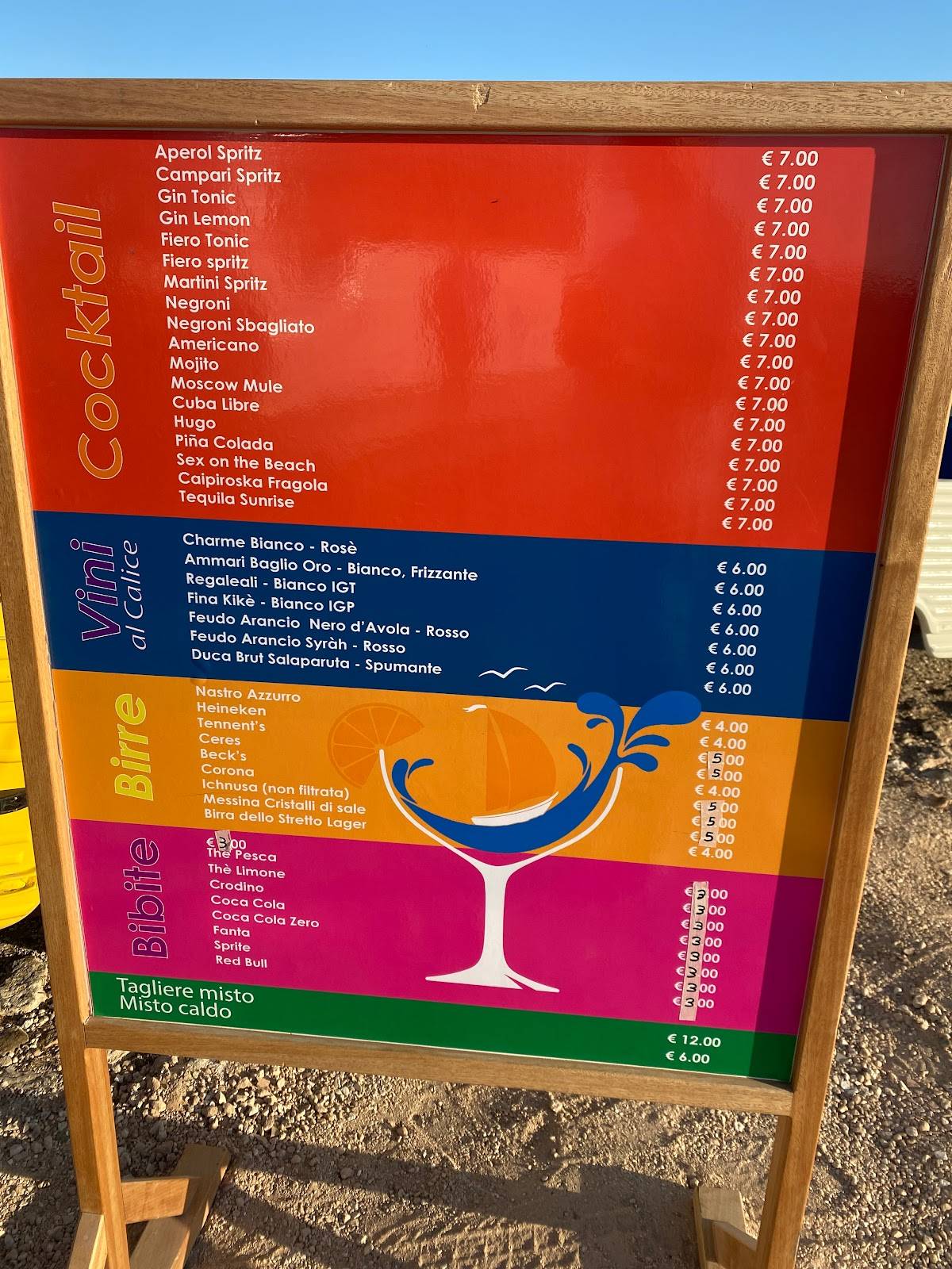 Menu at Oh Maaa restaurant, Lampedusa