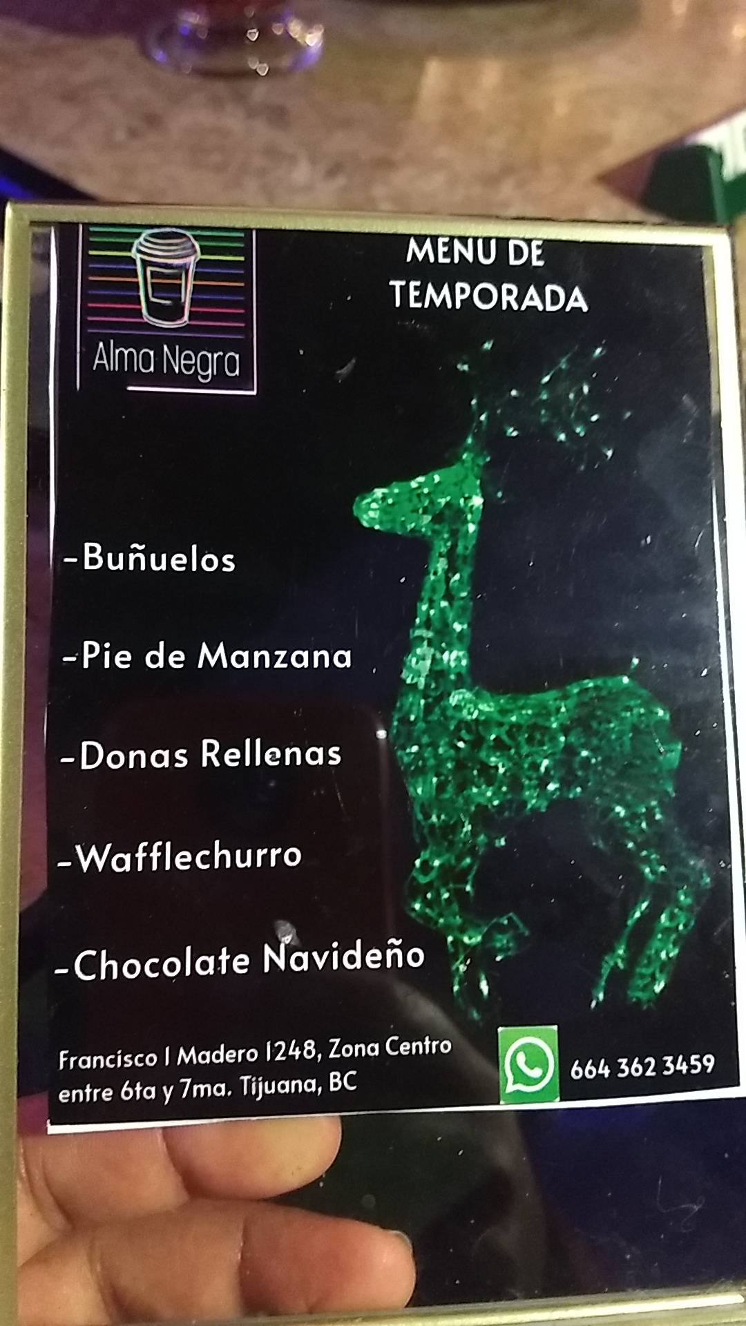 Menu at Oh Magic cafe, Tijuana