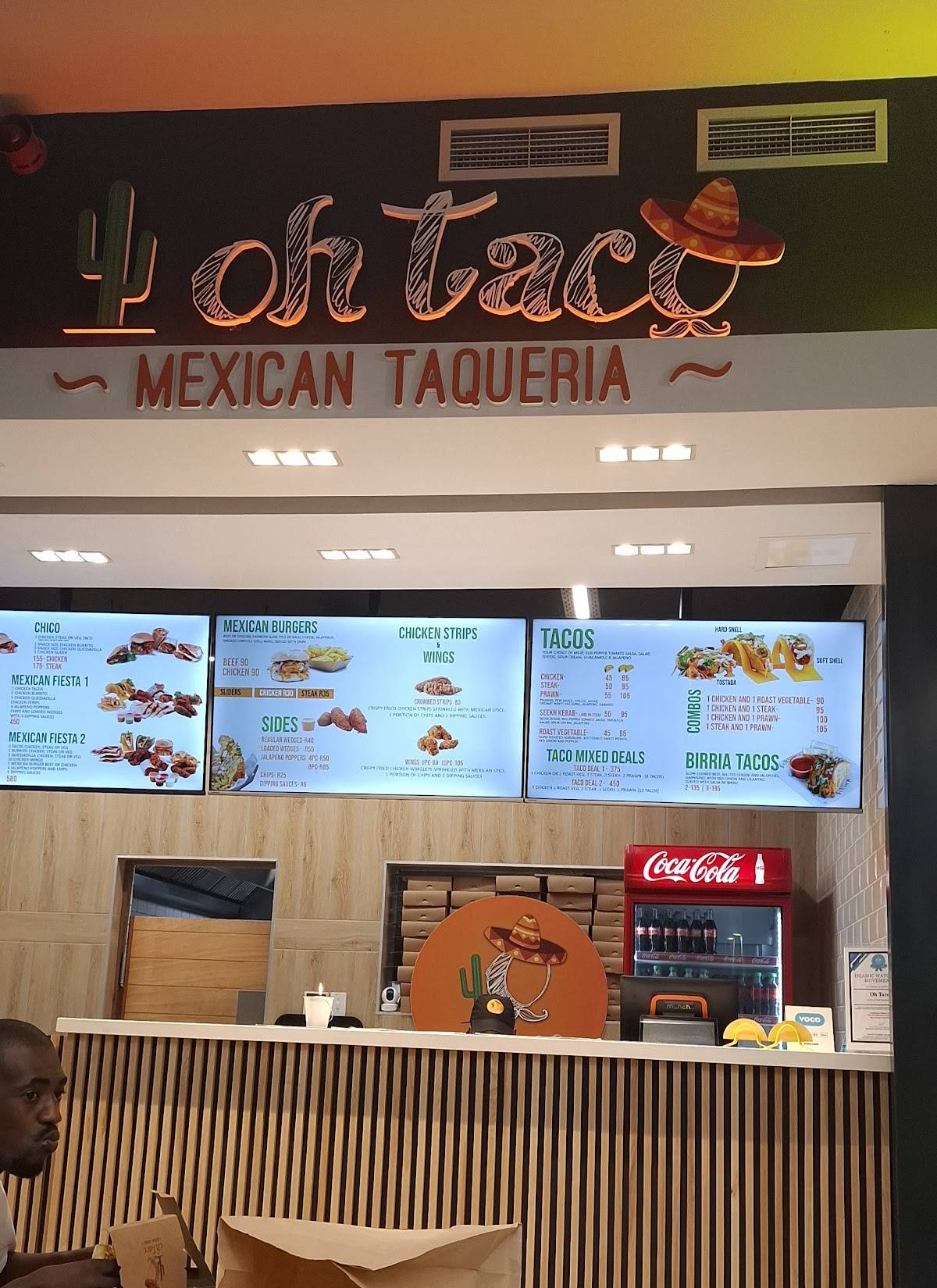Menu at Oh taco restaurant, Durban