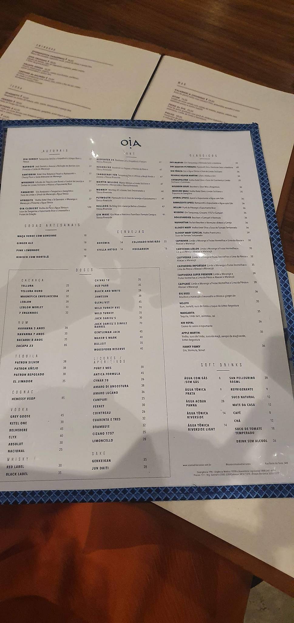 Menu em Oia Cozinha Mediterrânea restaurante, Rio de Janeiro