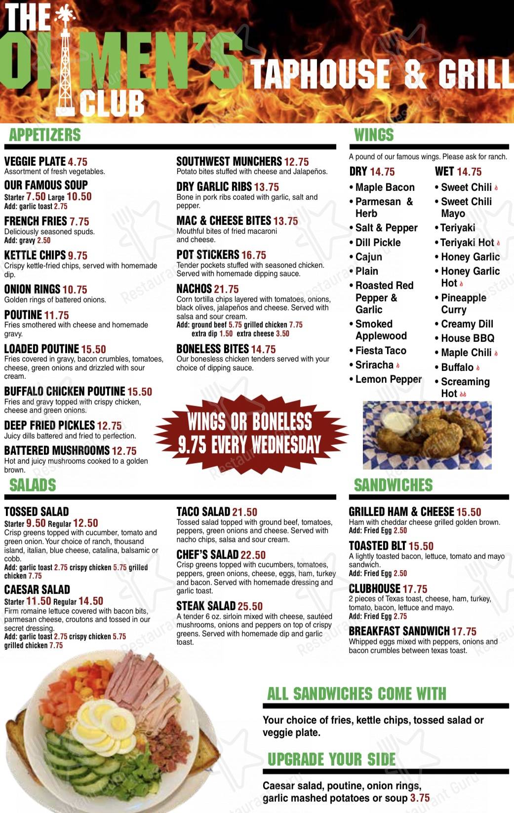 Menu at Oilmen's Club Taphouse & Grill, Taber