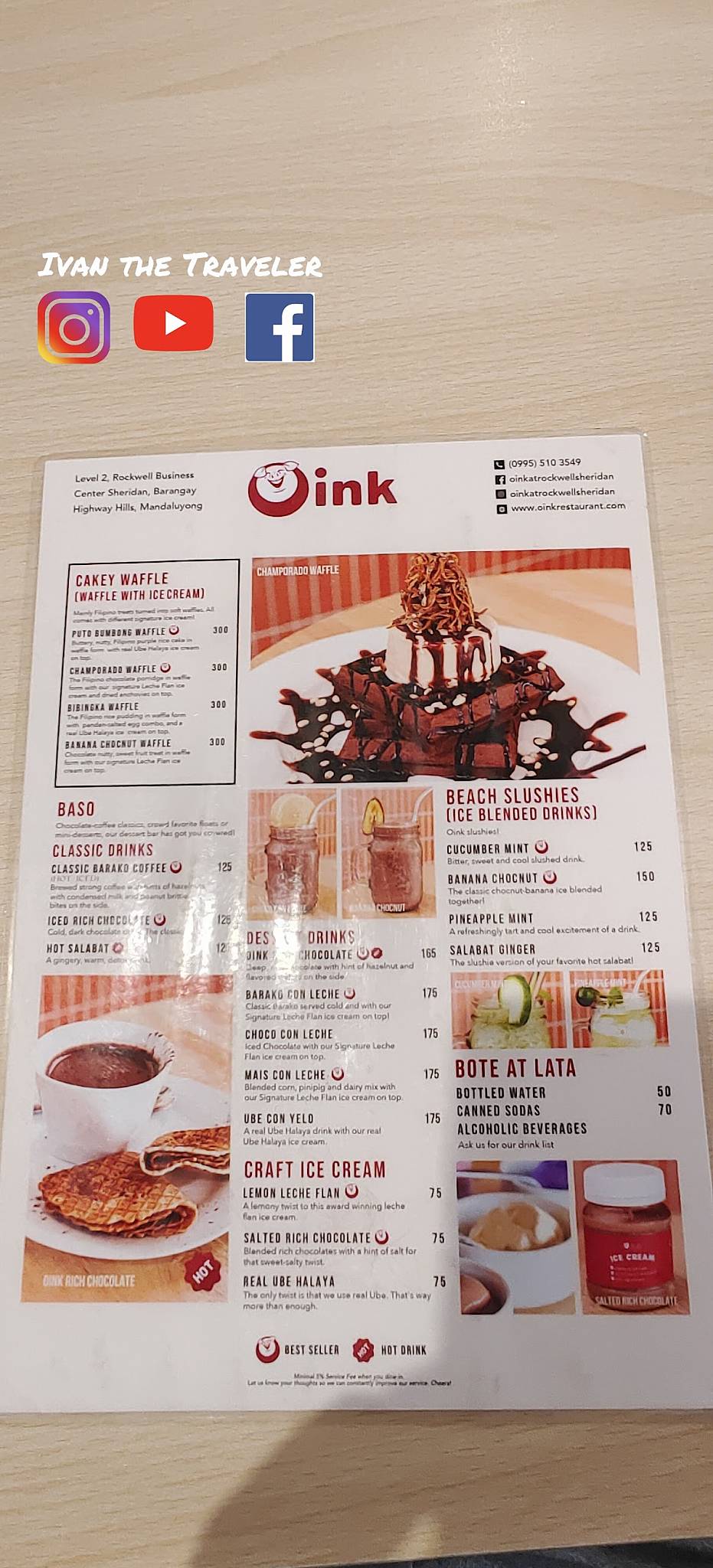 Menu at Oink at Rockwell Sheridan restaurant, Mandaluyong