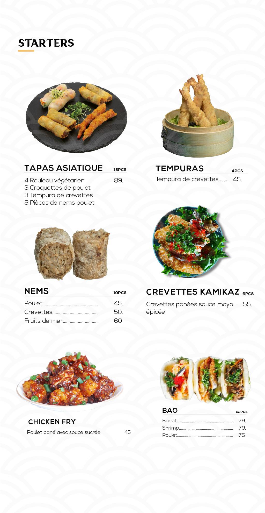Menu au Okinawa Sushi restaurant, Agadir