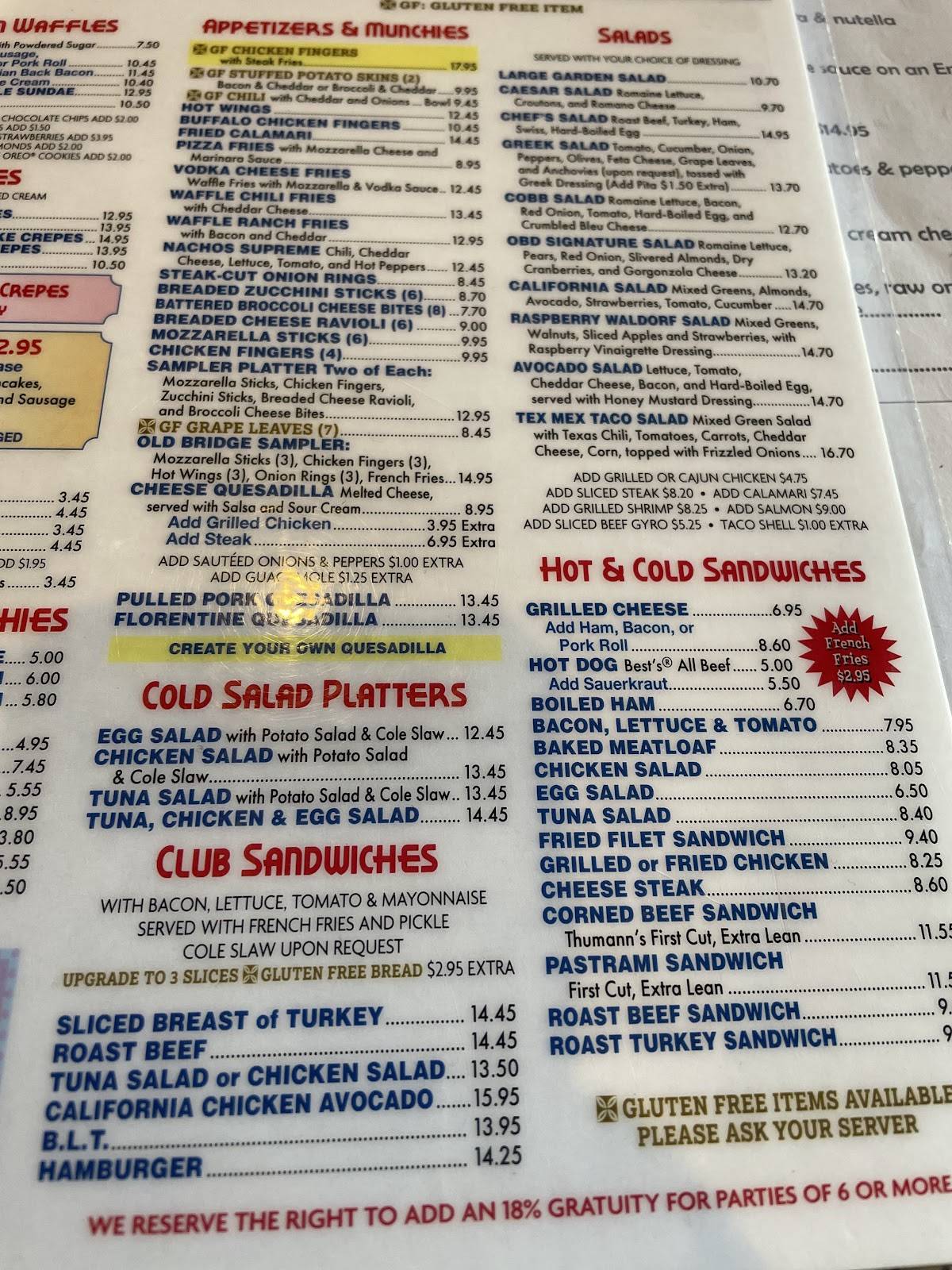 Menu at Old Bridge Diner Family Restaurant, Old Bridge Township