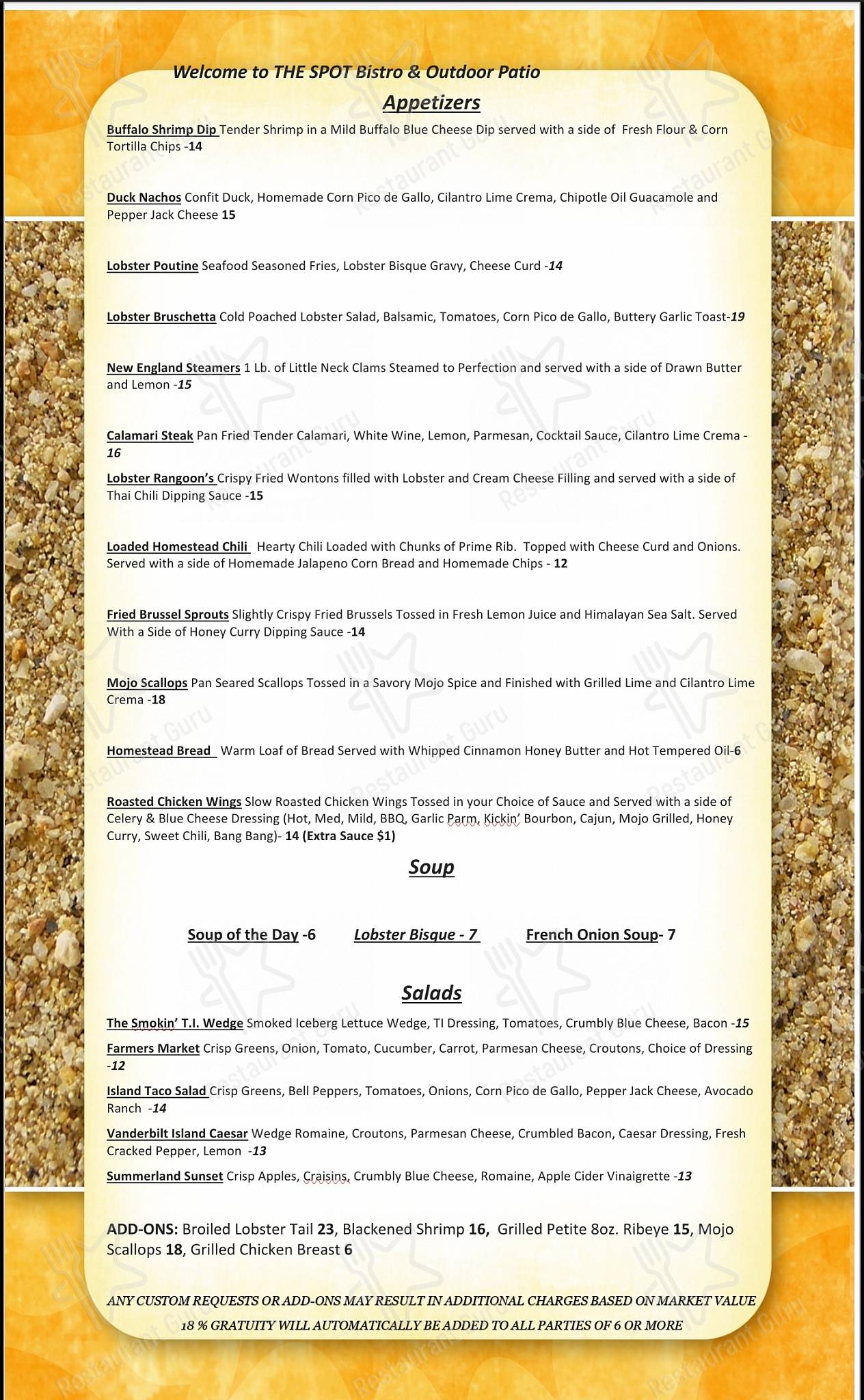 Menu at Old Homestead Restaurant, Alexandria Bay