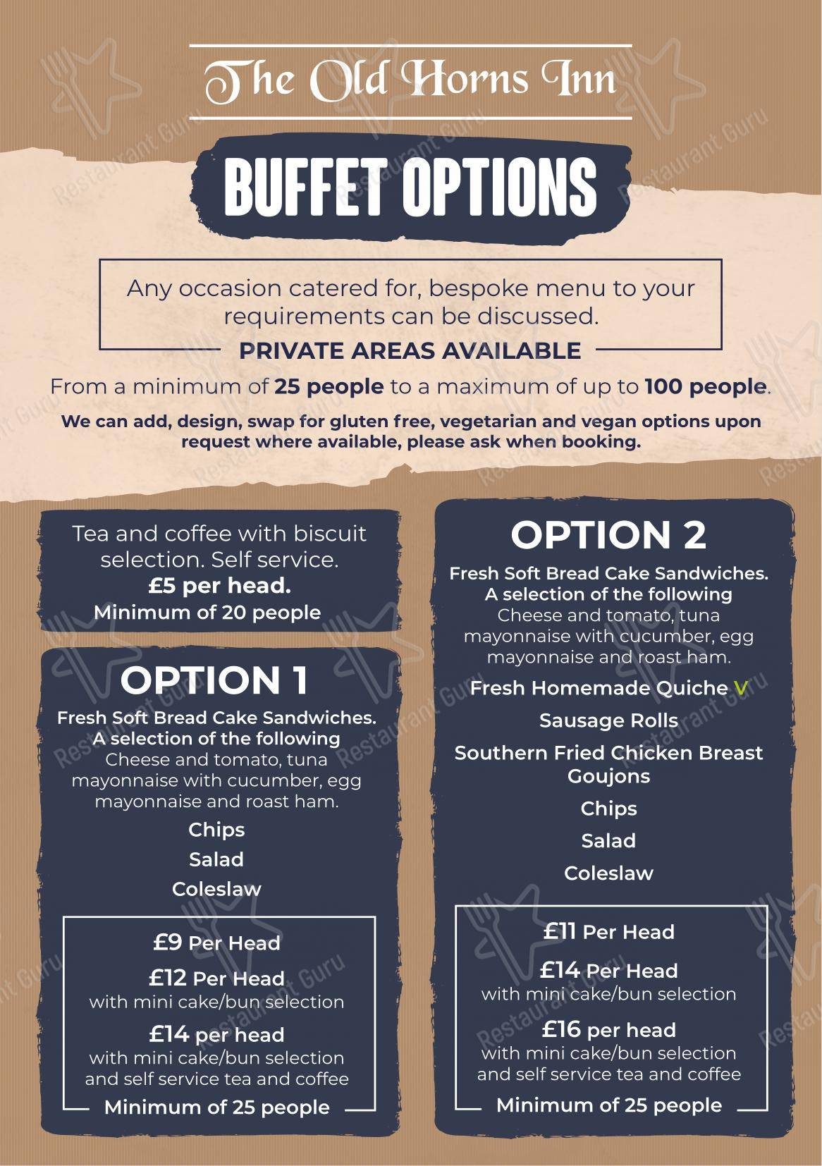 Menu at Old Horns Inn pub & bar, Sheffield