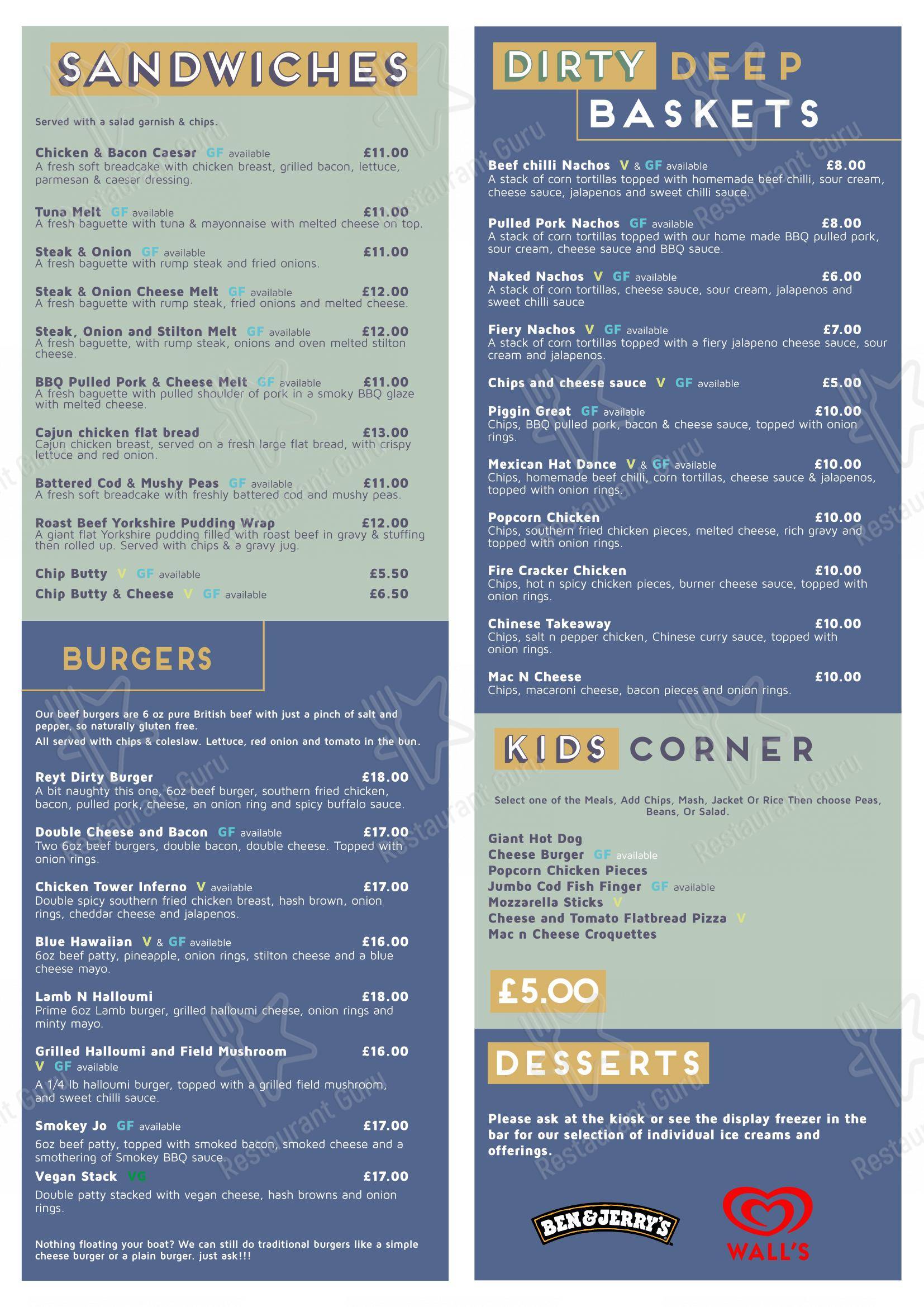 Menu at Old Horns Inn pub & bar, Sheffield