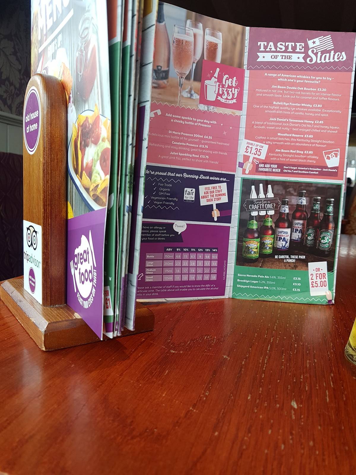Menu at Old House at Home pub & bar, Walsall, Pelsall