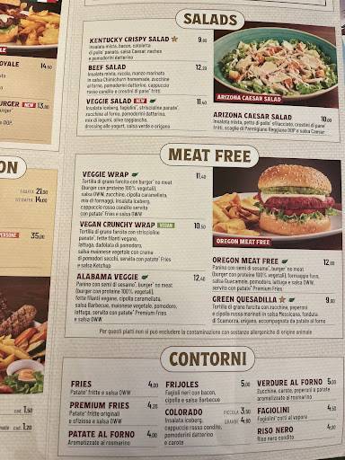 Menu au Old Wild West - Mestre Porte di Mestre restaurant, Venise, Via ...