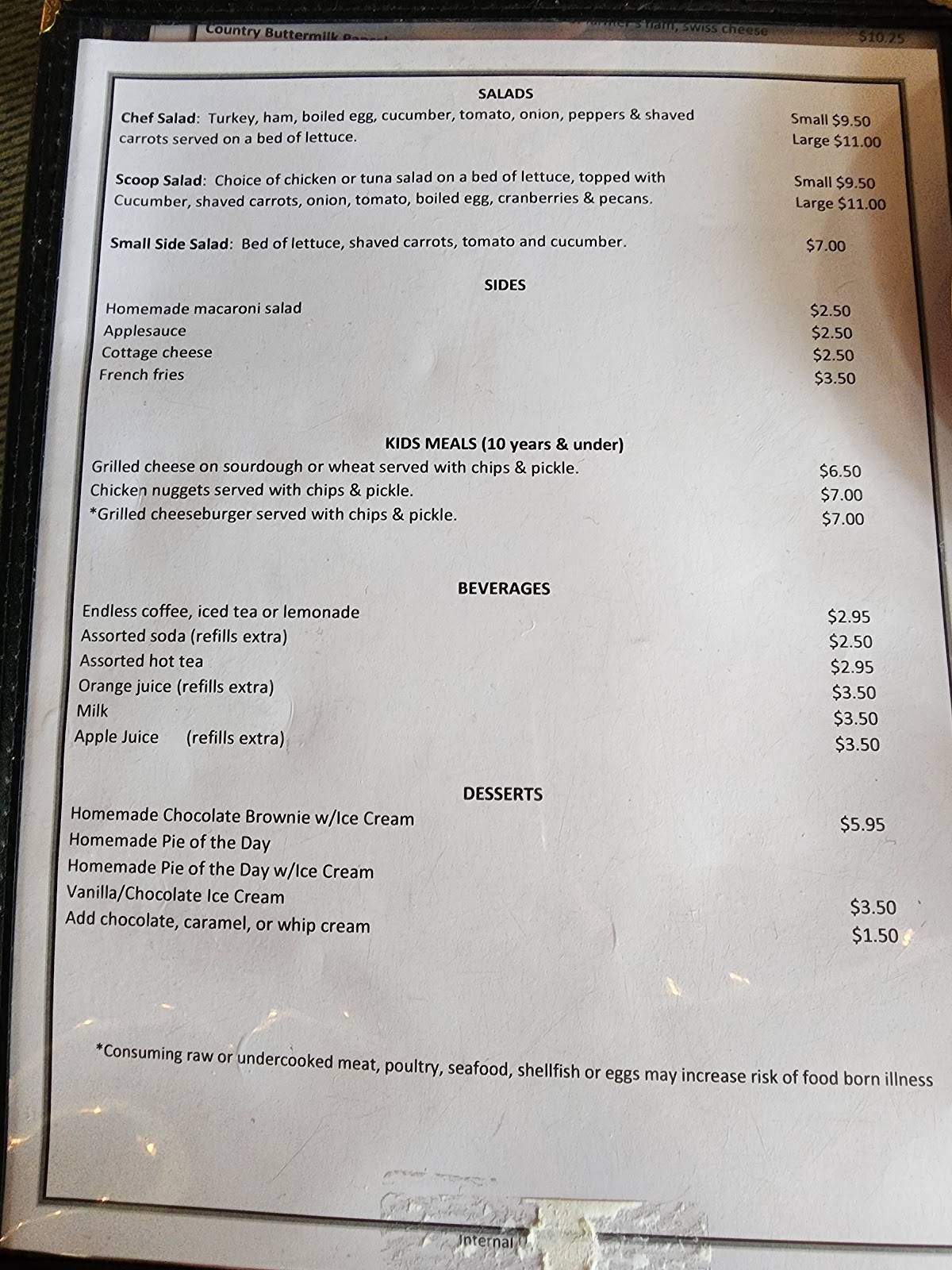 Menu at Olde Towne Cafe and Inn LLC, Pataskala