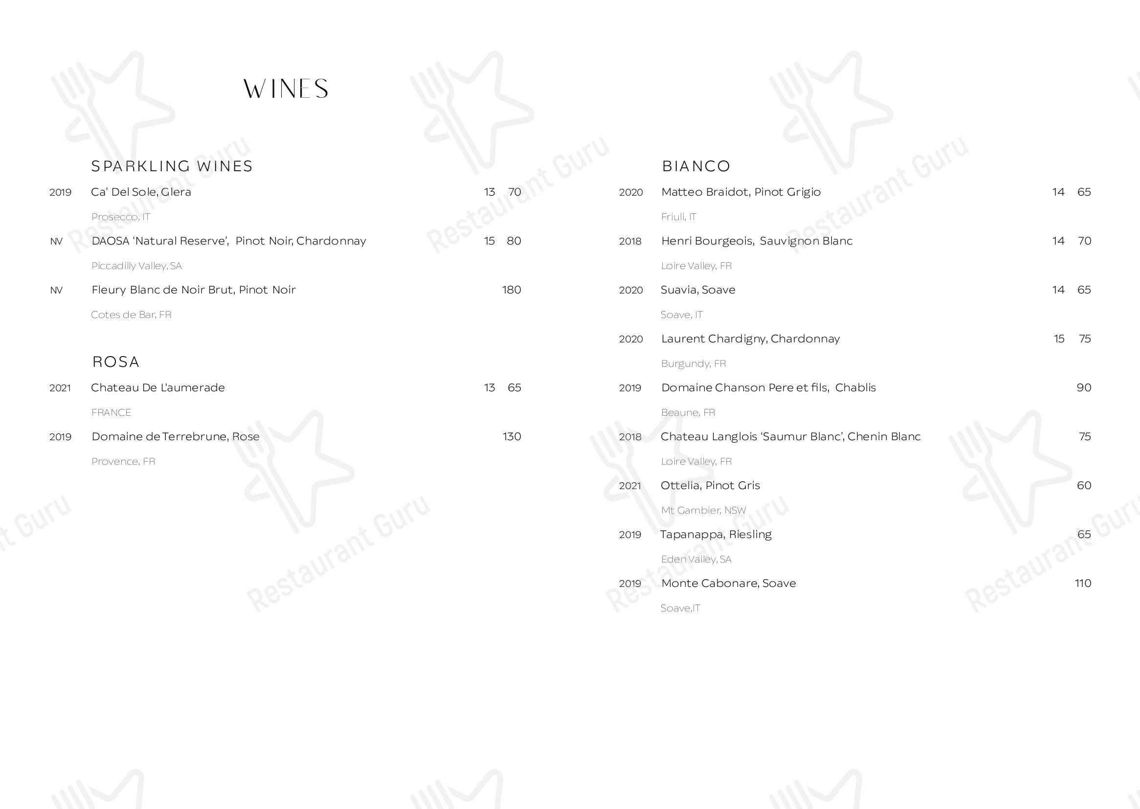 Menu at Olea Lindfield restaurant, Lindfield