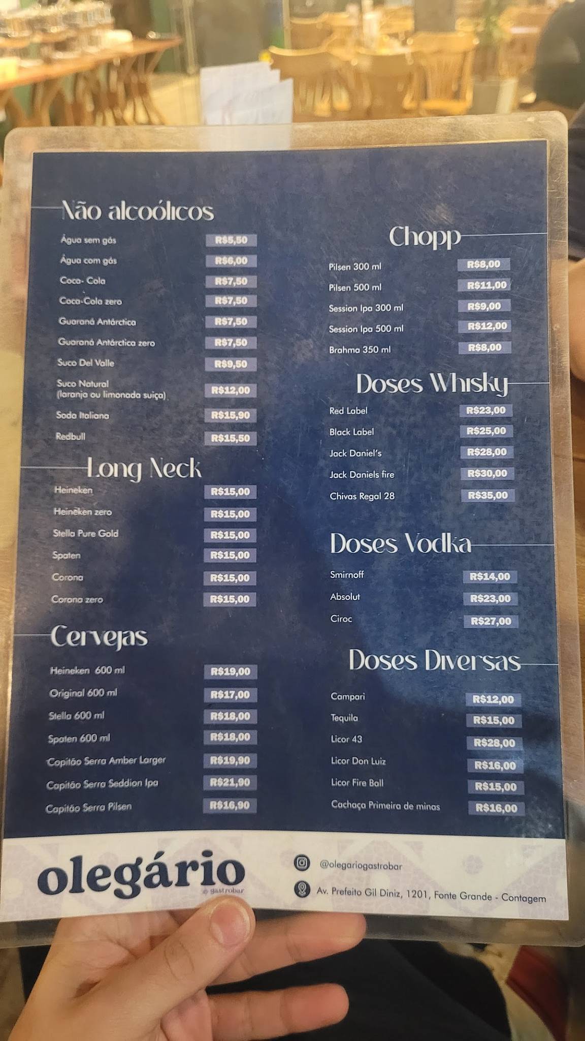 Menu em Olegário Gastrobar, Contagem