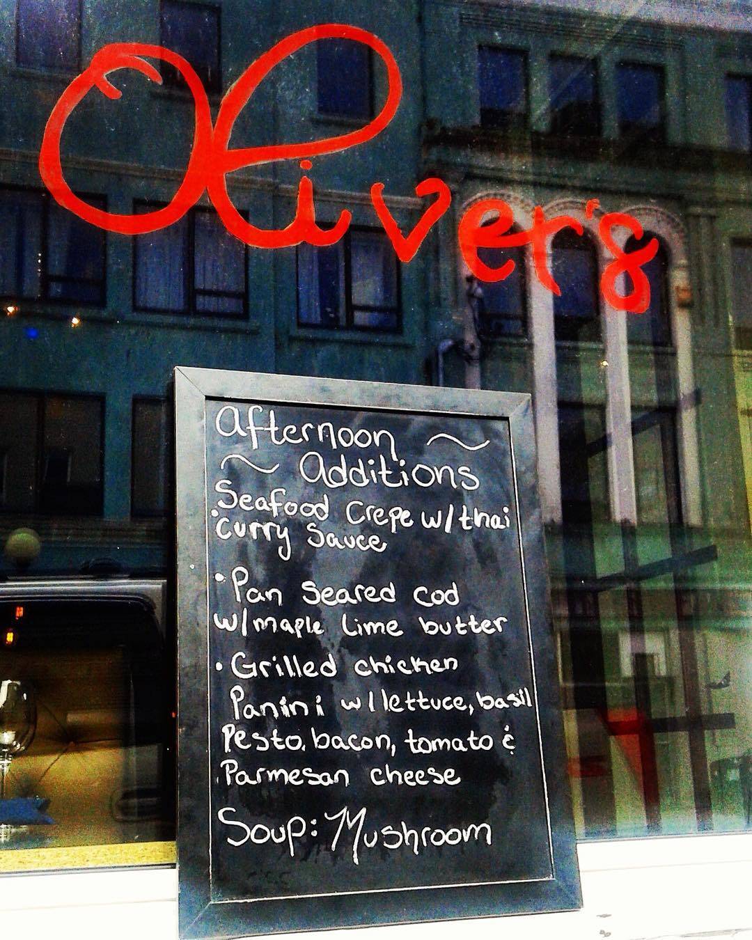 Menu at Oliver's Restaurant, St. John's