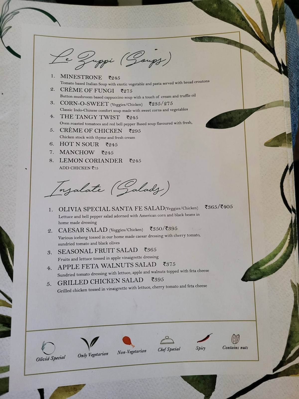 Menu at Oliviá House Patiala, Patiala