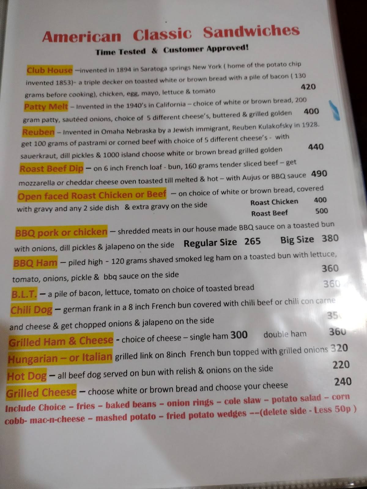 Menu at Sit-n-Bull pub & bar, Olongapo, 58 RH 5 National Hwy