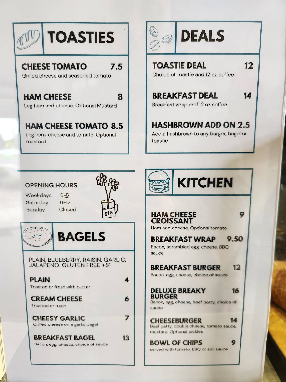 Carta de On the Brook Cafe, Gordon Park