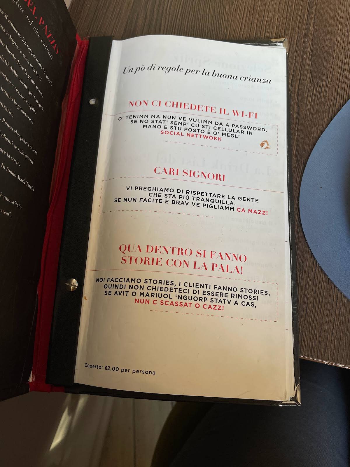 Menu da O’pazz Posillipo ristorante, Napoli