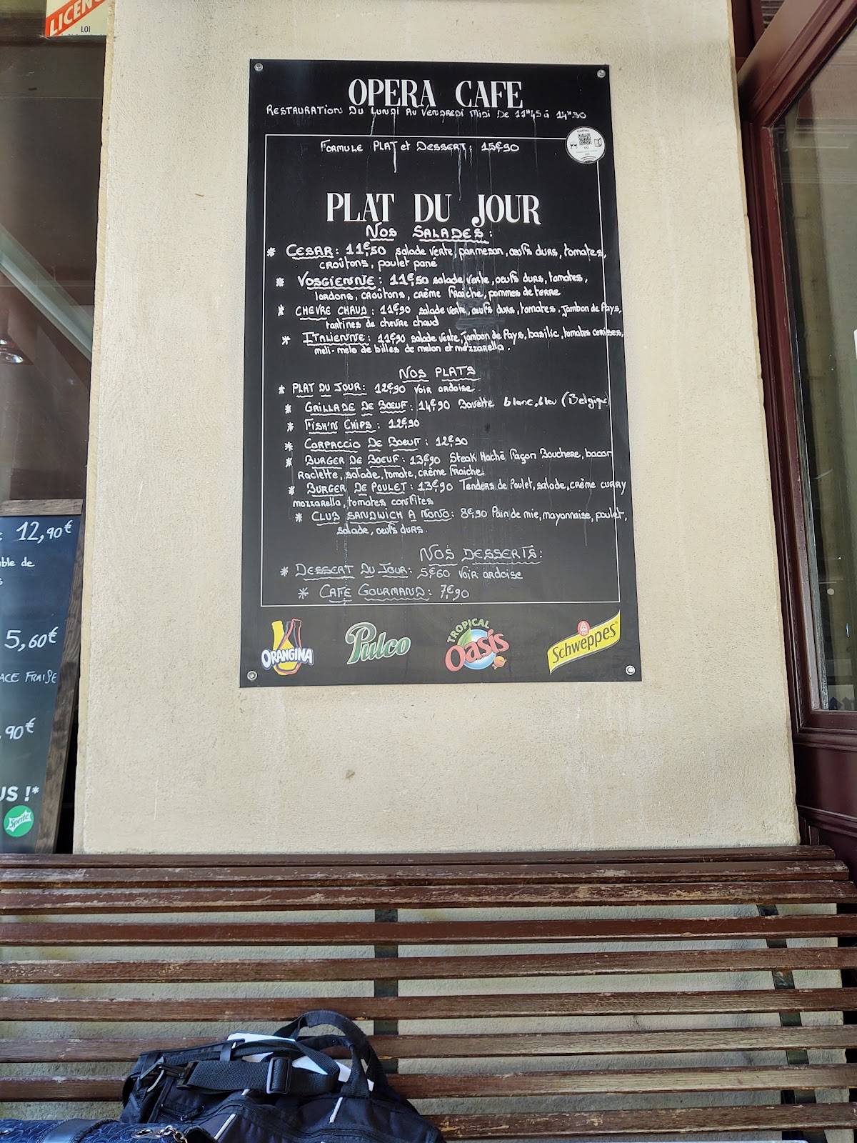 Menu at Opéra Café, Nancy