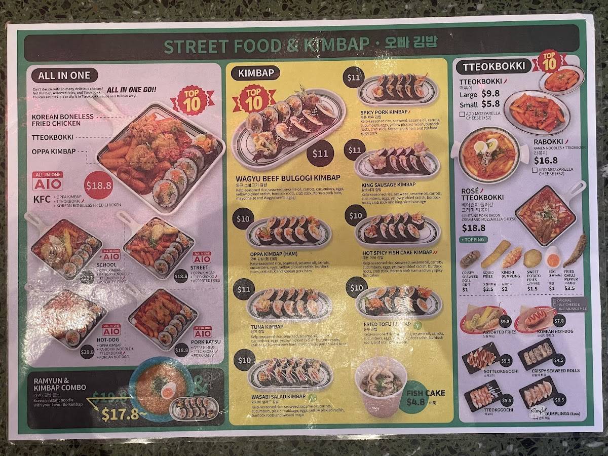 Menu at Oppa Kitchen restaurant, Melbourne