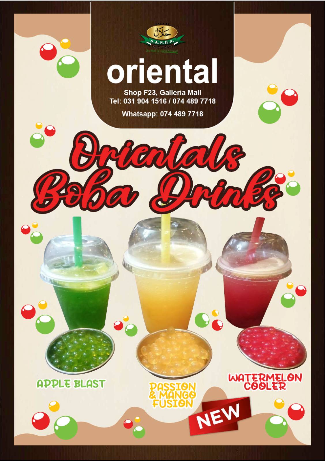 Menu at Oriental Restaurant Galleria Mall, Amanzimtoti