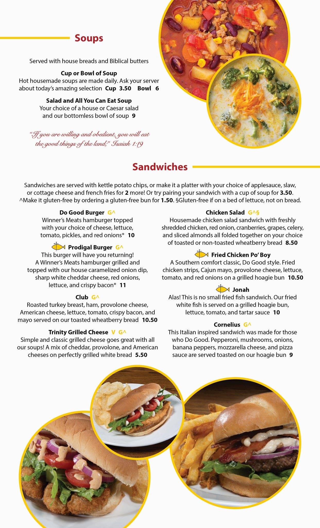Menu at Do Good Restaurant and Ministry, Osgood, 25 Main St