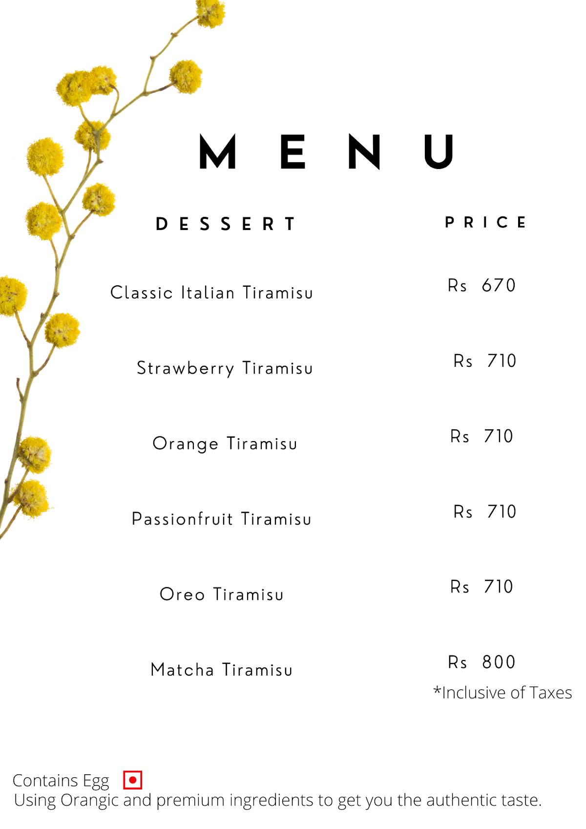 Menu at Ottimo patisserie, Dehradun