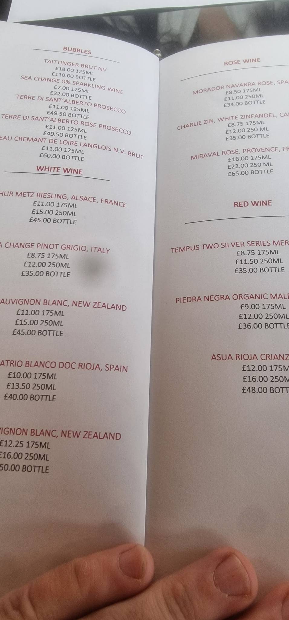 Menu at Ozone Restaurant, Seaham