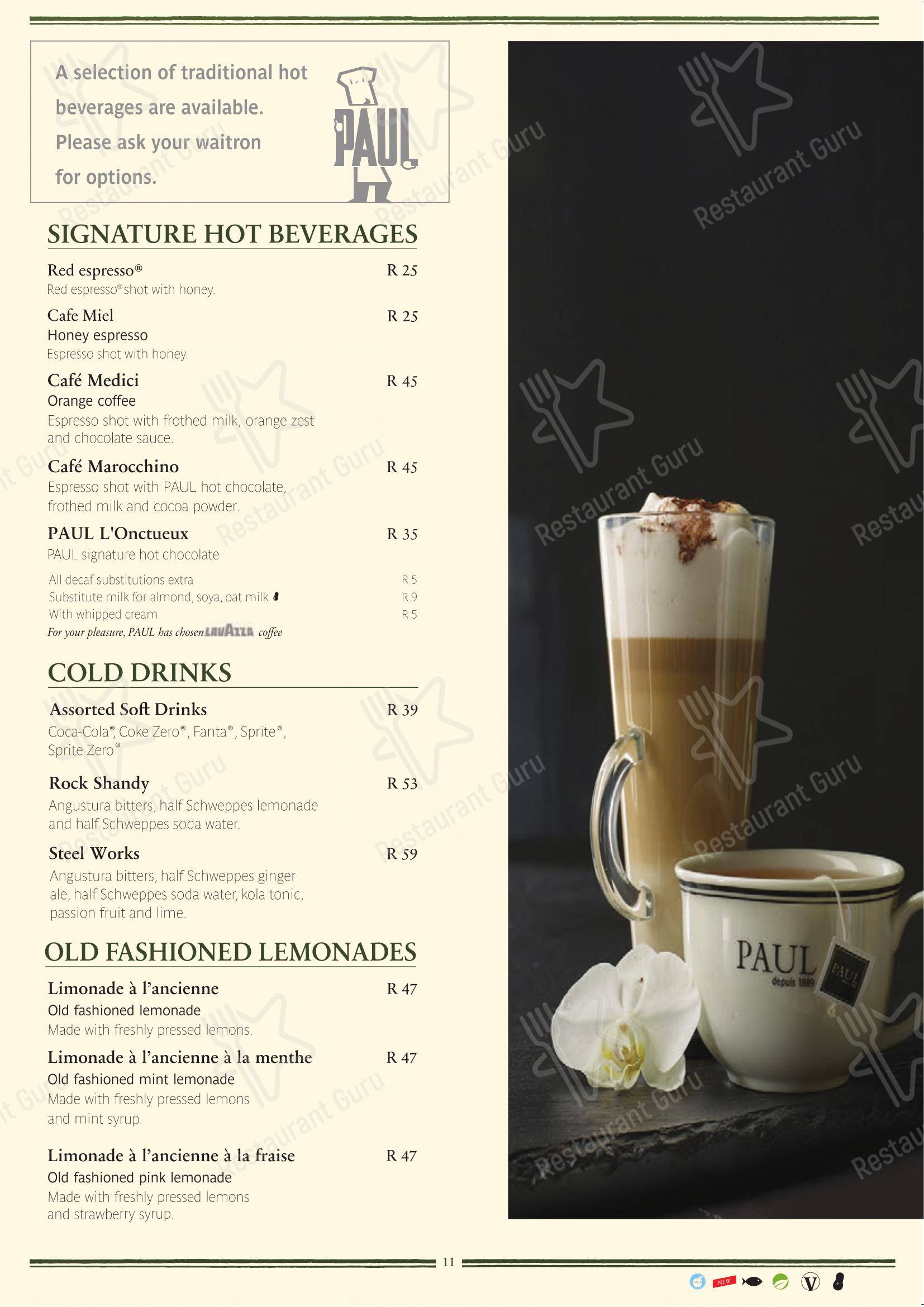 Menu at PAUL BBQ, Johannesburg, Melrose Arch Corner High Street