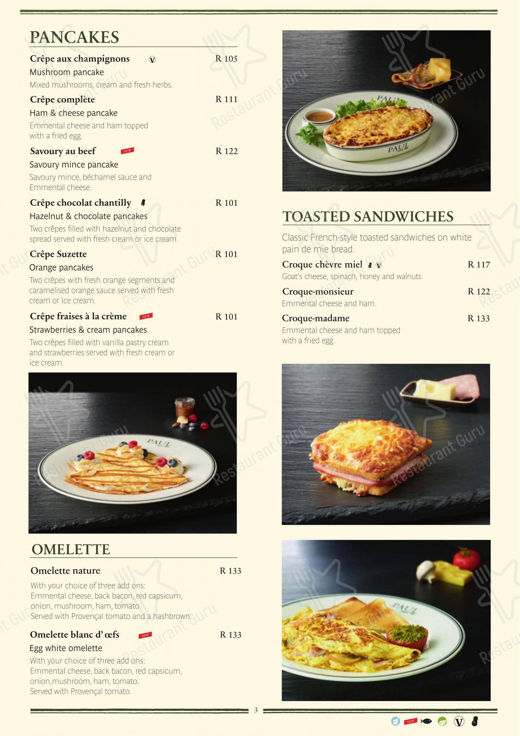 Menu at PAUL BBQ, Johannesburg, Melrose Arch Corner High Street