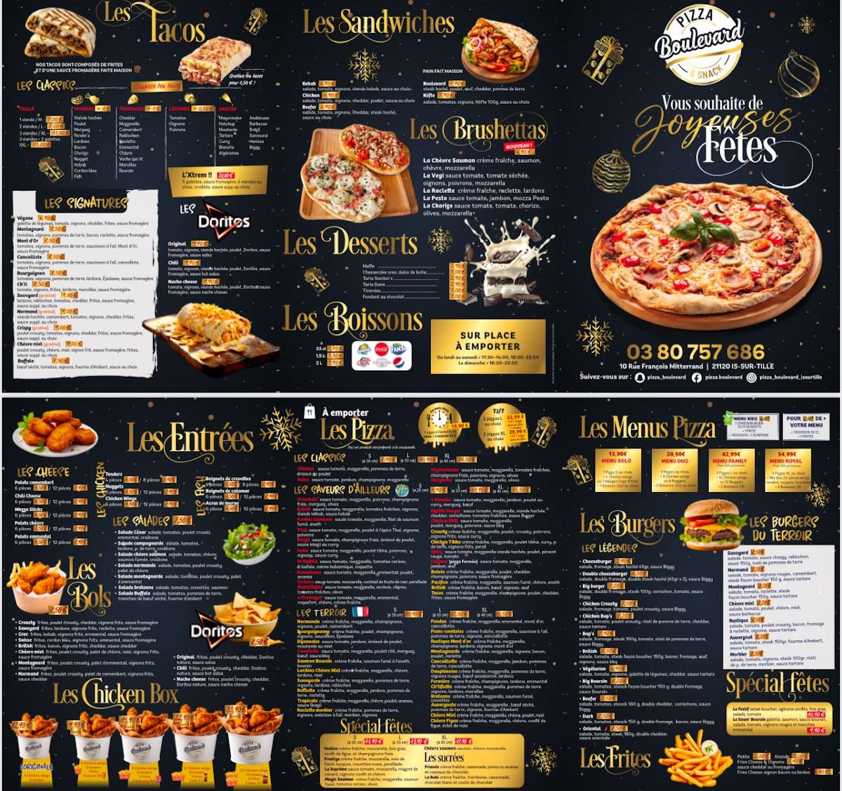 Menu au Pizza Boulevard restaurant, Is-sur-Tille