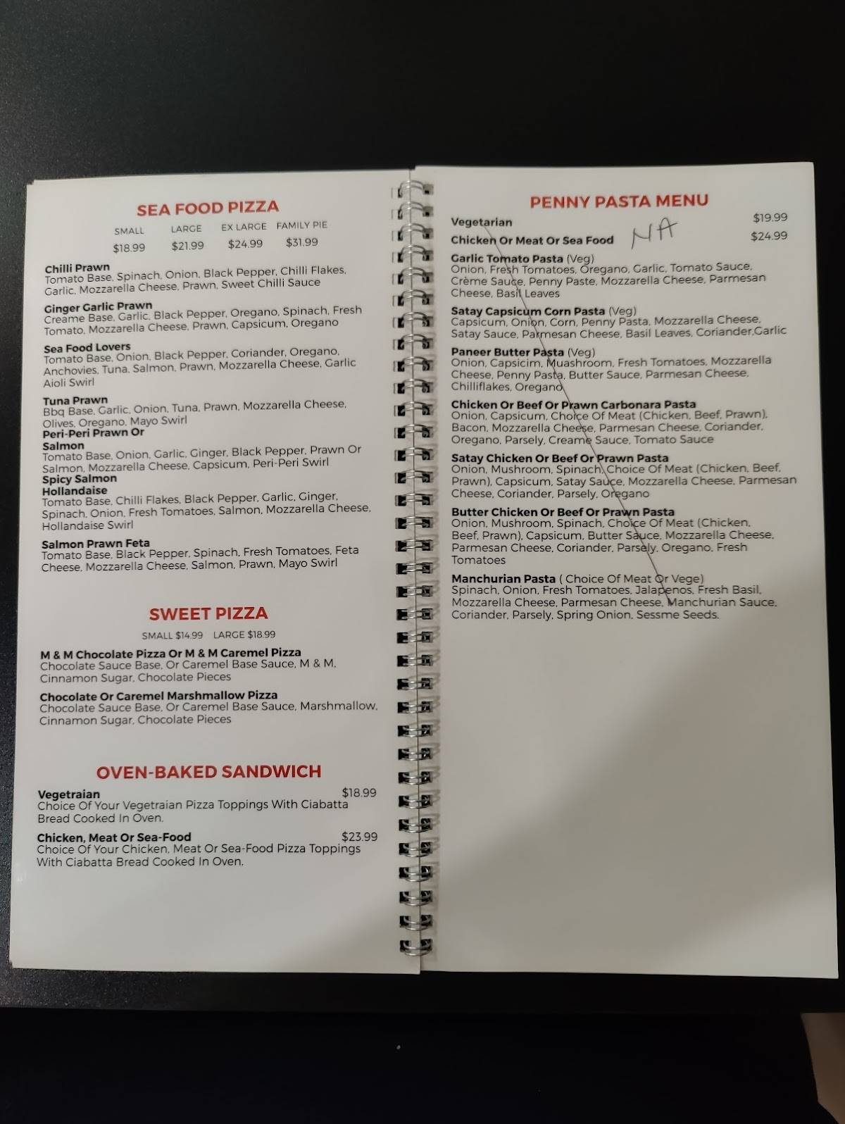 Menu at PIZZA CRUST & BAR, Napier
