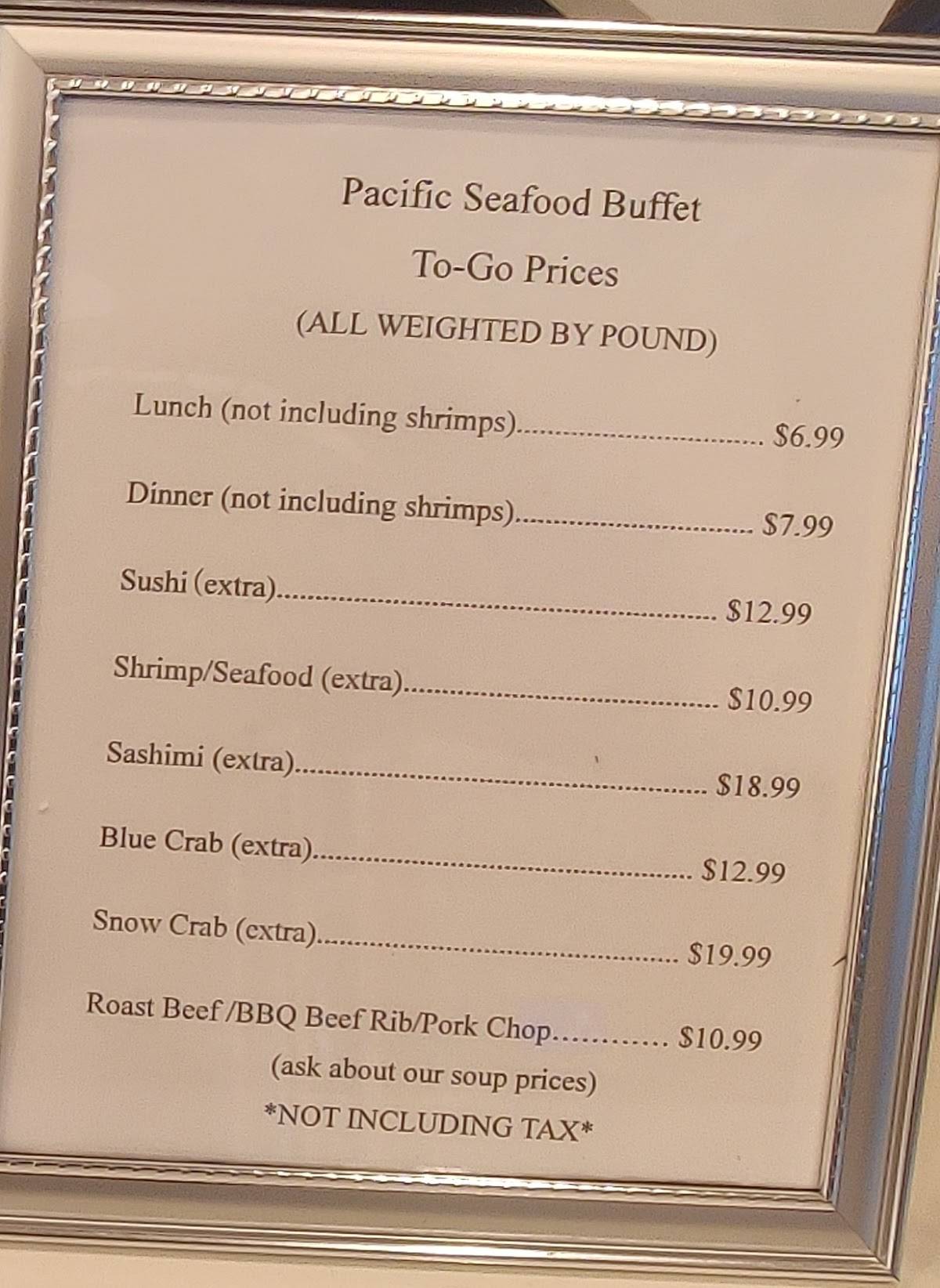 Menu at Pacific Seafood Buffet restaurant, Glendale, W Bell Rd