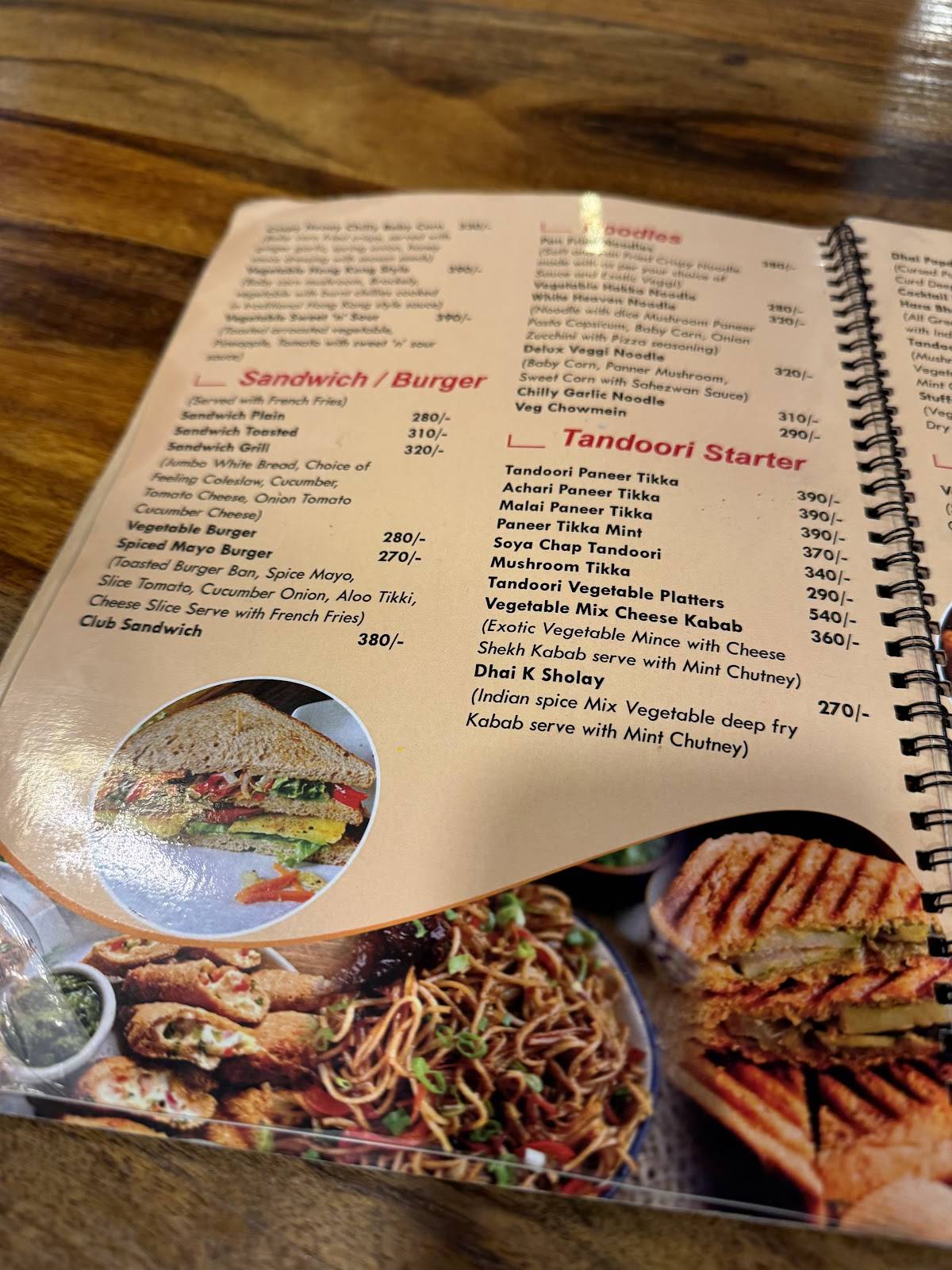 Menu at Pakwan, Shimla