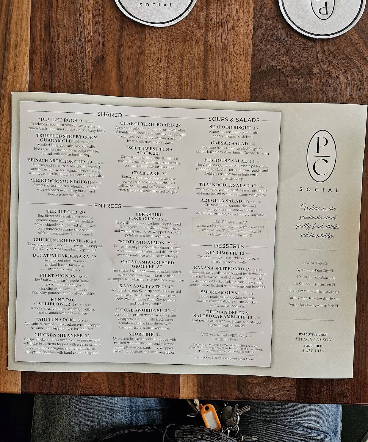 Menu at Palm City Social pub & bar, Palm City