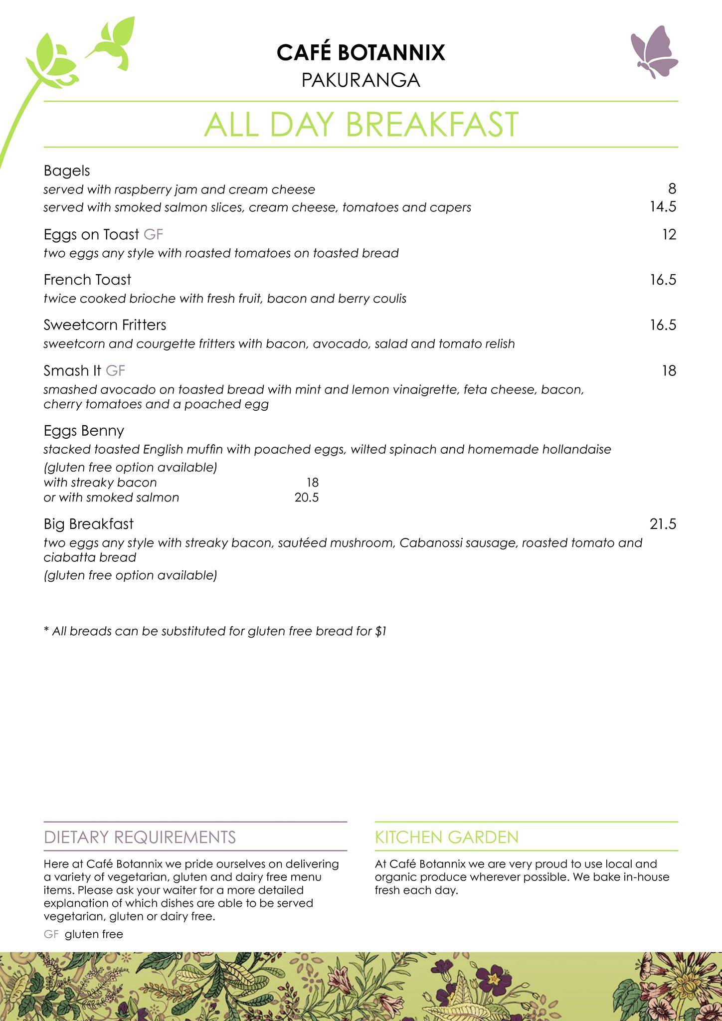 Menu at Palmers Pakuranga restaurant, Auckland, 189 Pigeon Mountain Rd