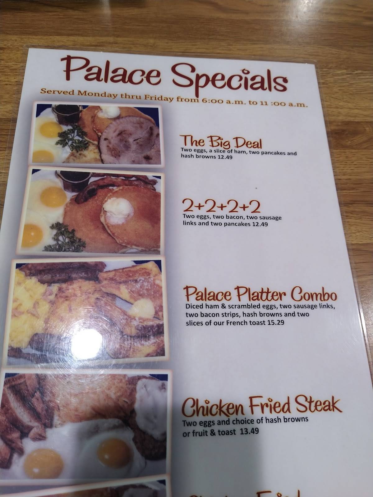 Menu at Pancake Palace restaurant, North Highlands, Watt Ave