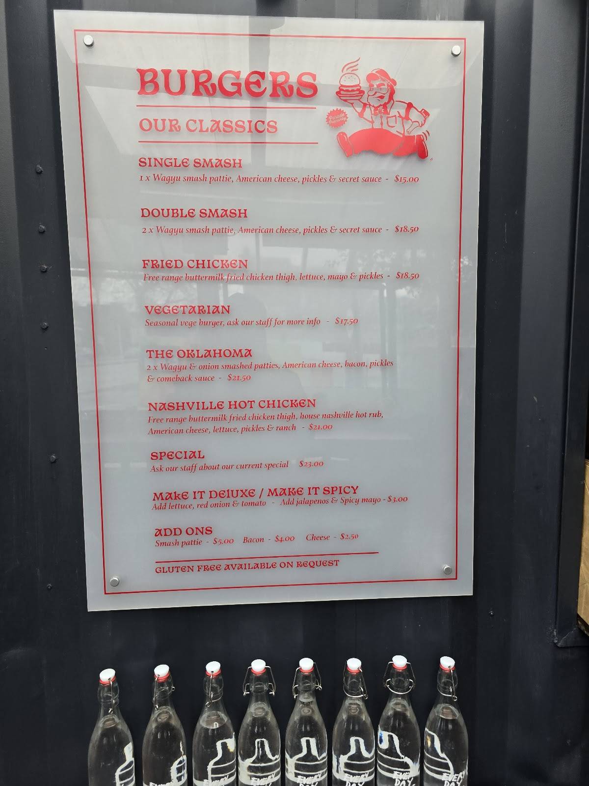 Menu at Parade restaurant, Auckland