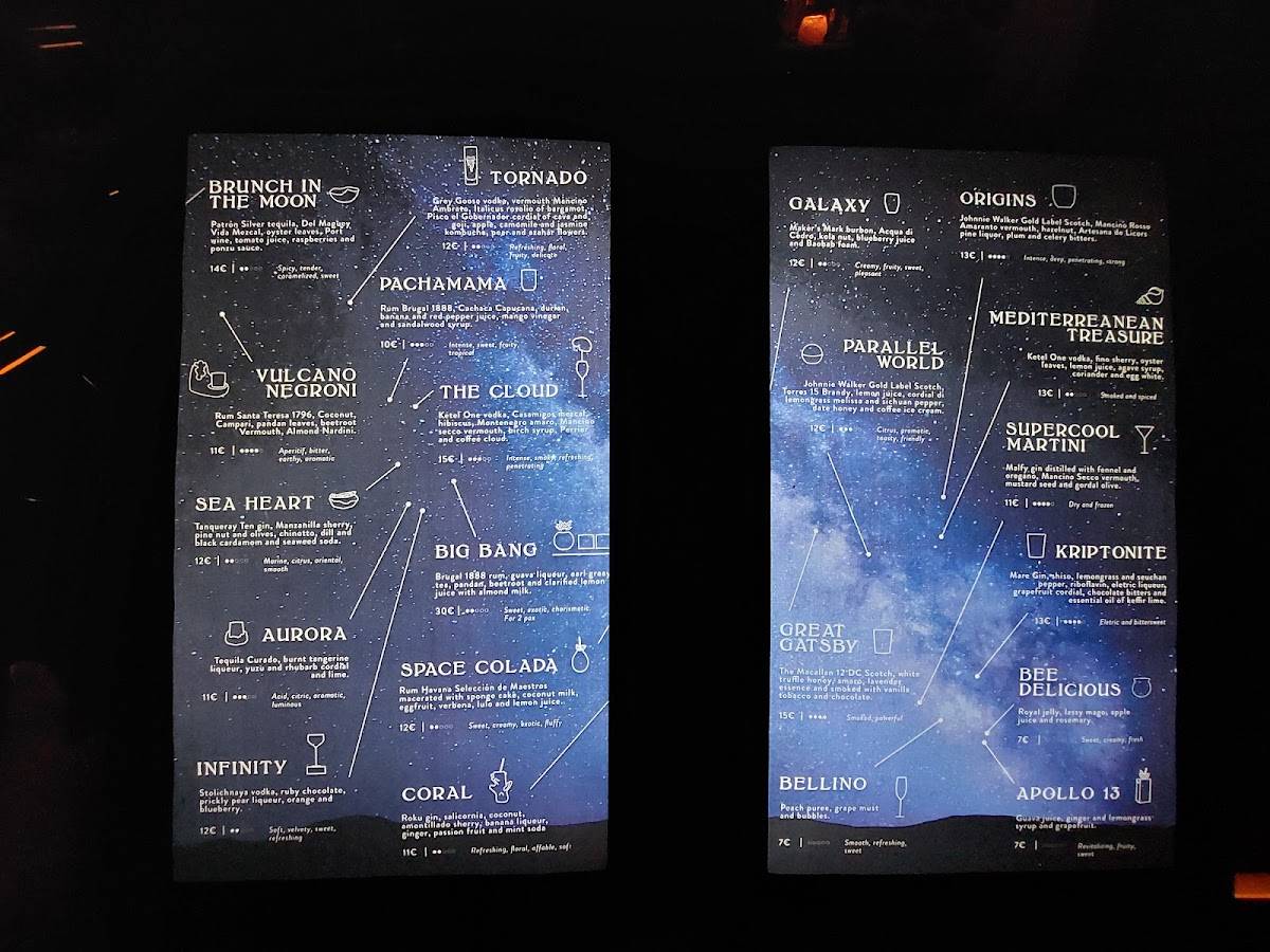 Menu at Paradiso pub & bar, Barcelona