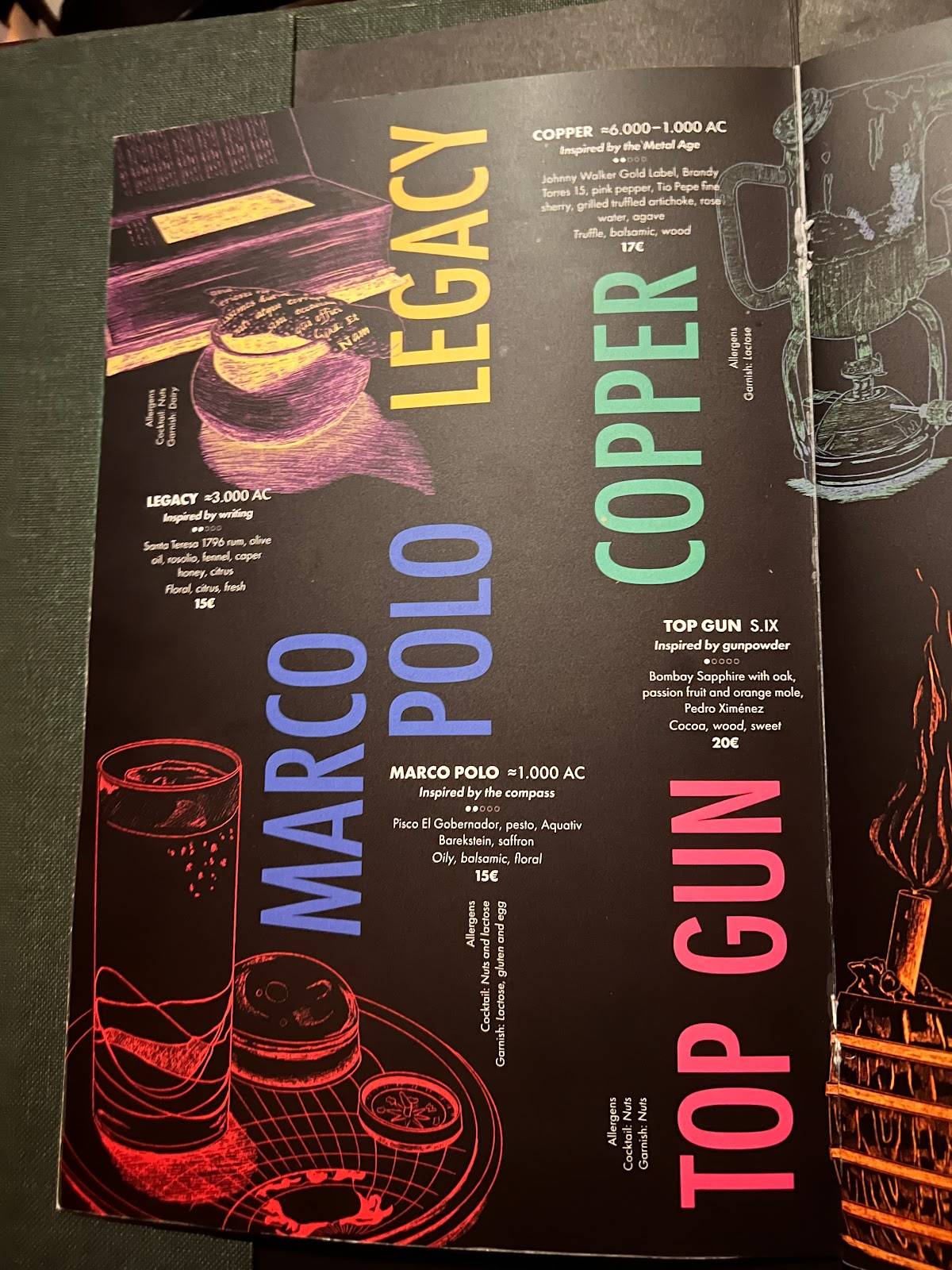 Menu at Paradiso pub & bar, Barcelona