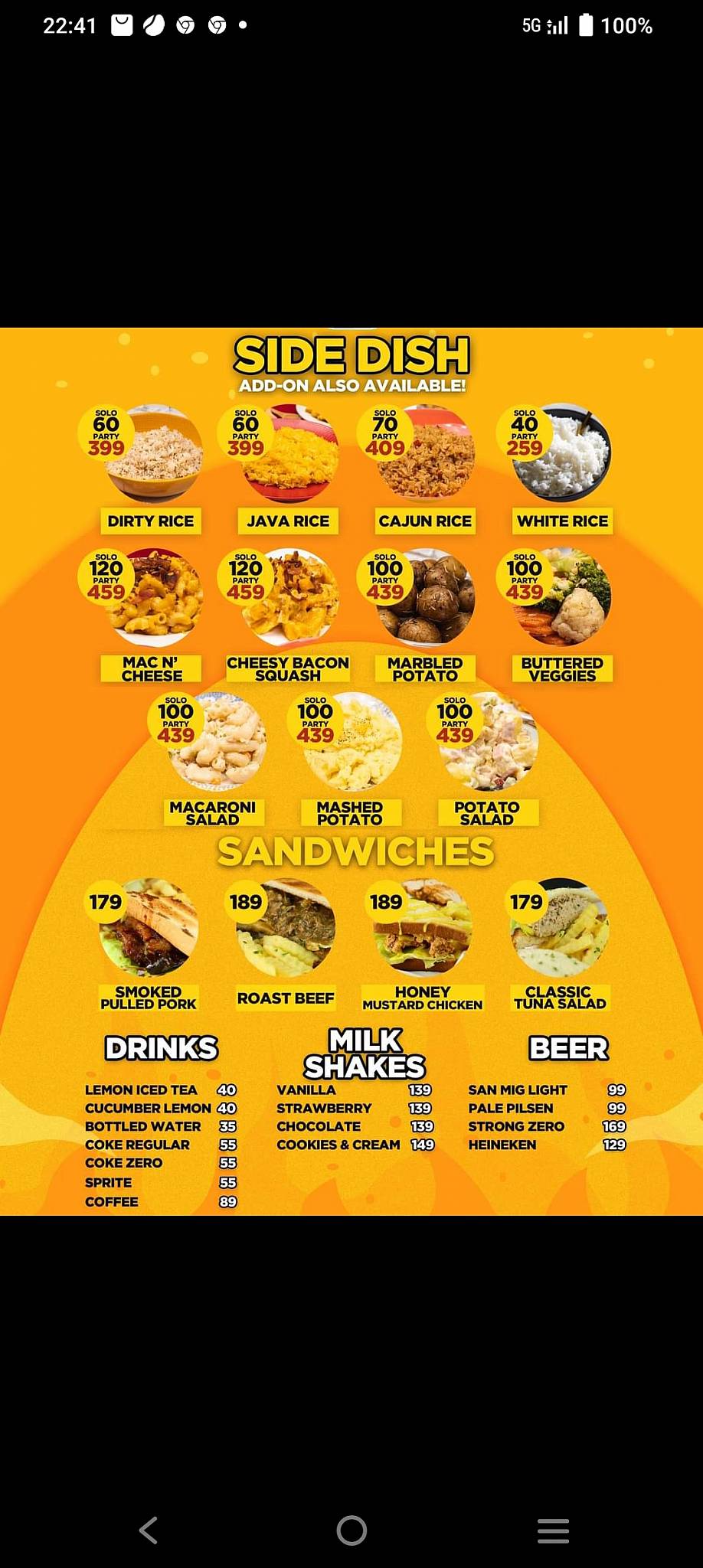 Menu at Tio Paeng's Paranaque restaurant, Parañaque