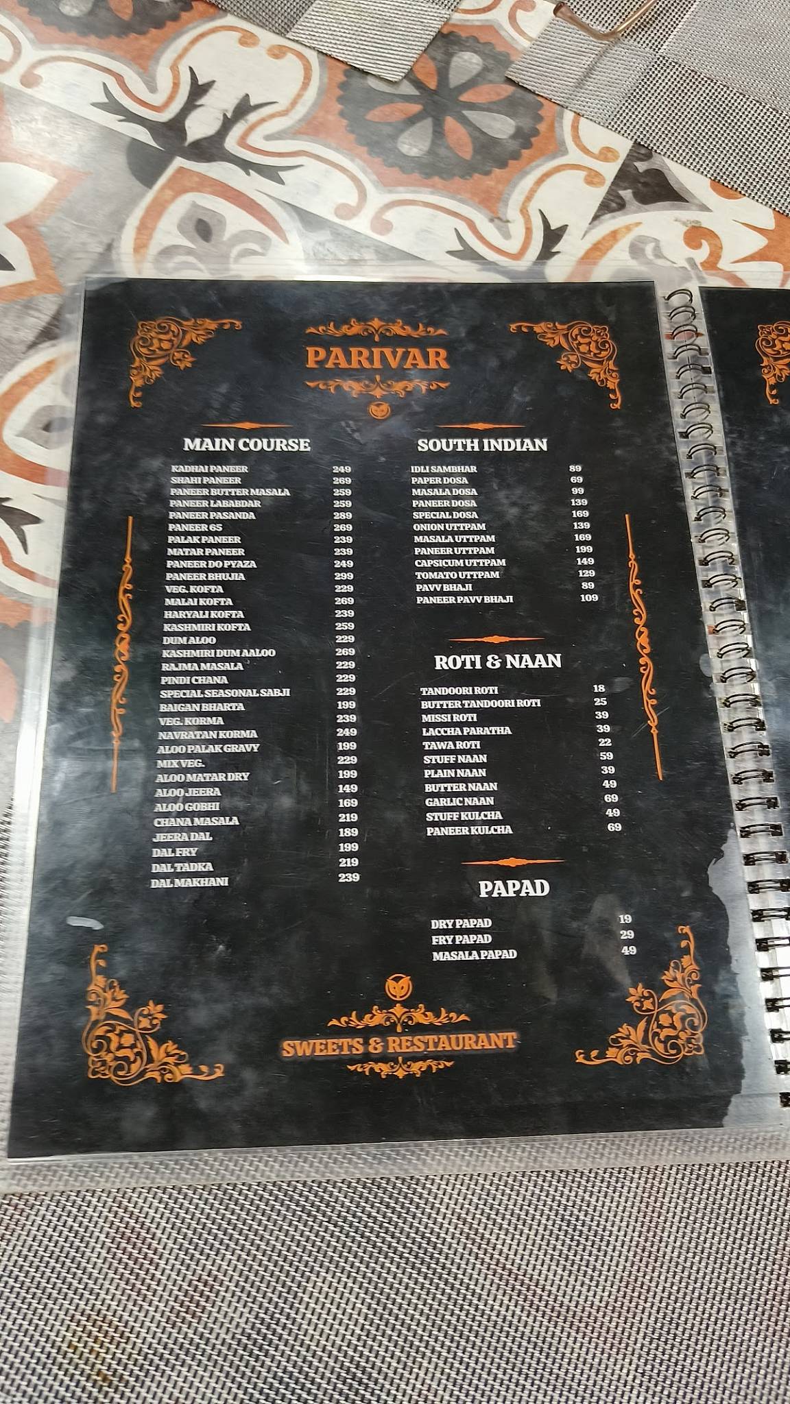 Menu at Parivar Sweets And Restaurant, Kanpur