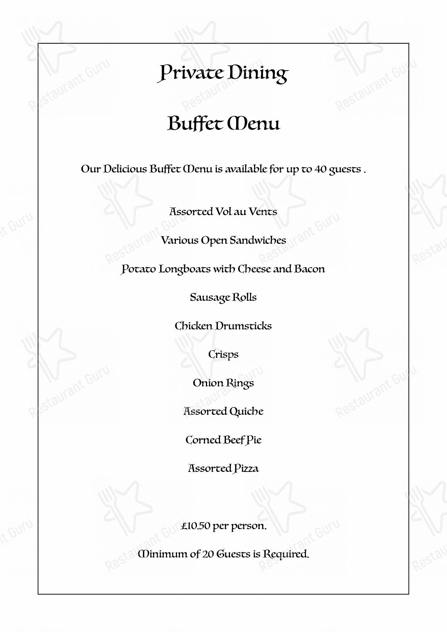 Menu at The Park Hotel pub & bar, Redcar