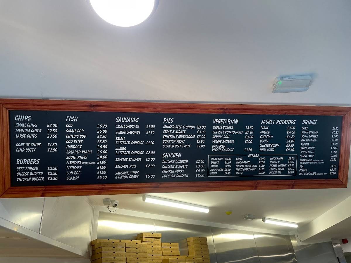 Menu at Park Road Fish & Chip Shop fast food, Tenby